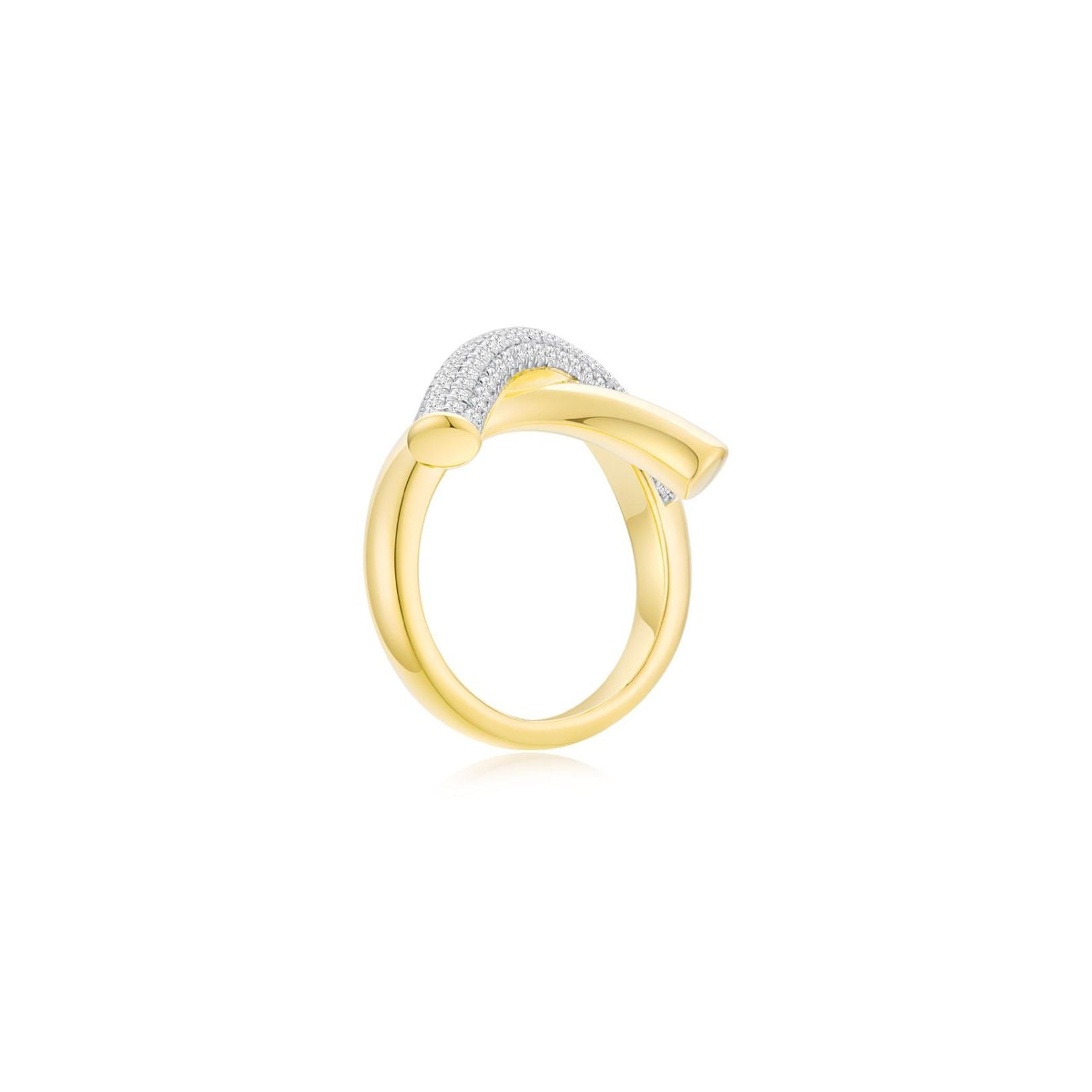 Crossroads® Pave Ring (Yellow Gold) – Eclat by Oui®