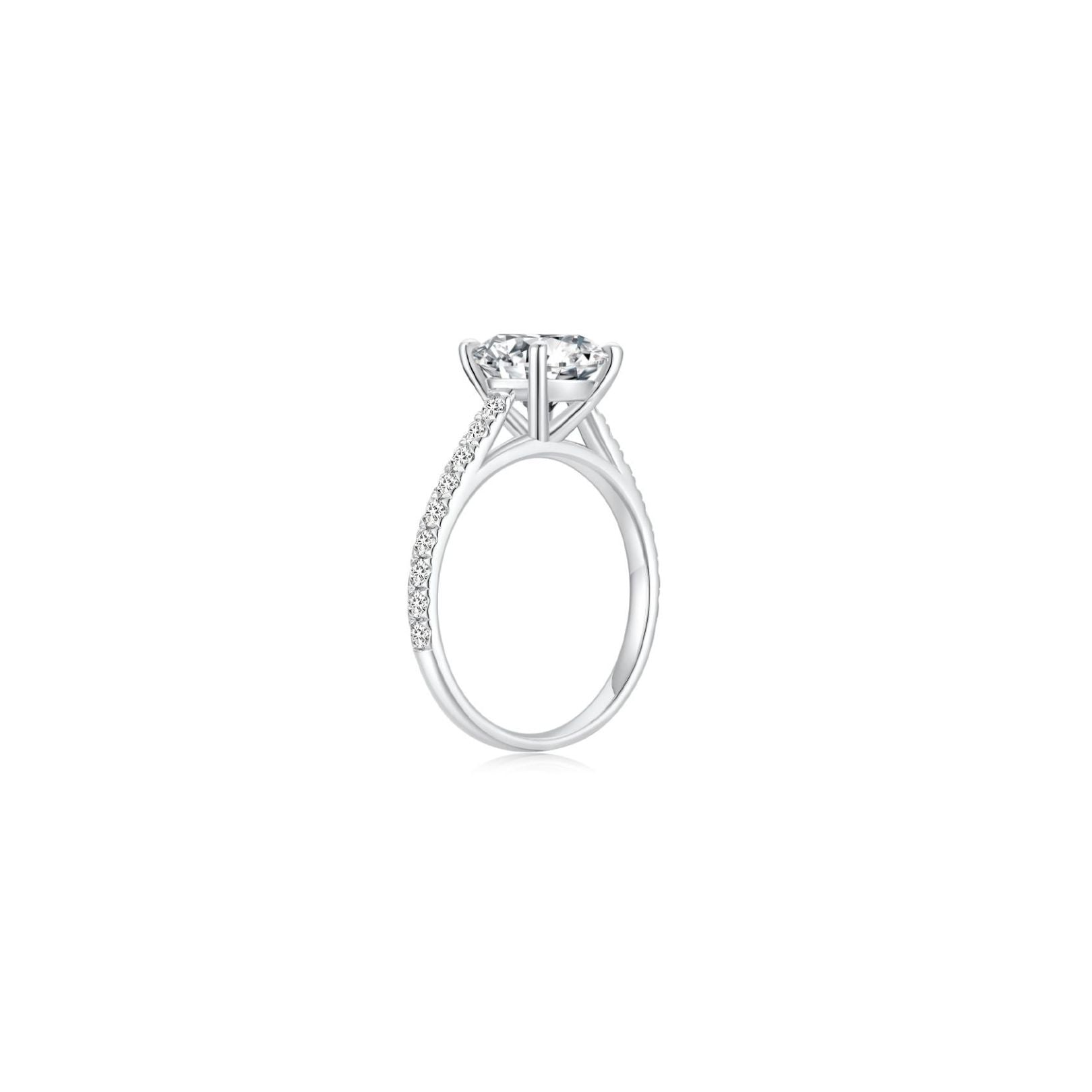 Freya Round Solitaire Pave Ring (4 Prong) – Eclat by Oui®