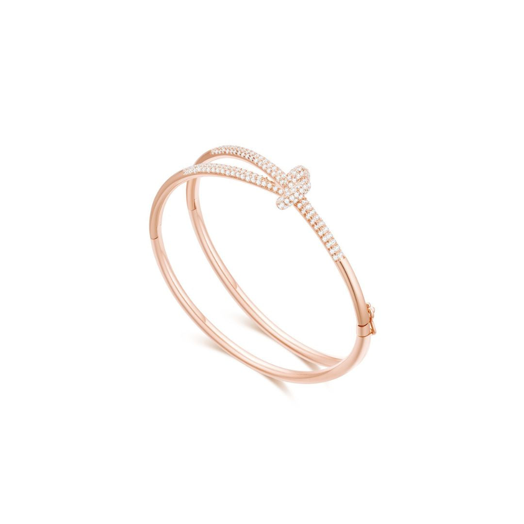 KNOT Alone® Double Pave Bangle (Rose Gold) – Eclat by Oui®