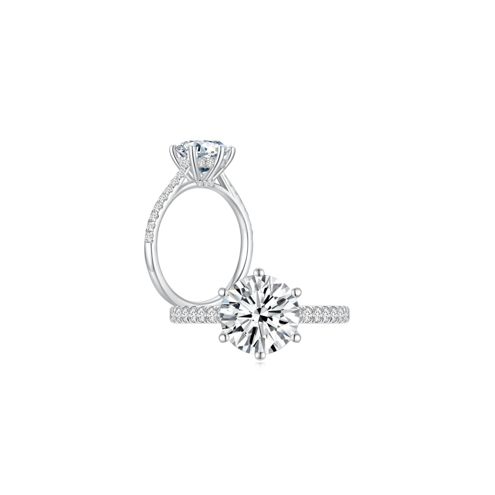Maya Round Solitaire Pave Ring (6 Prong) – Eclat by Oui®