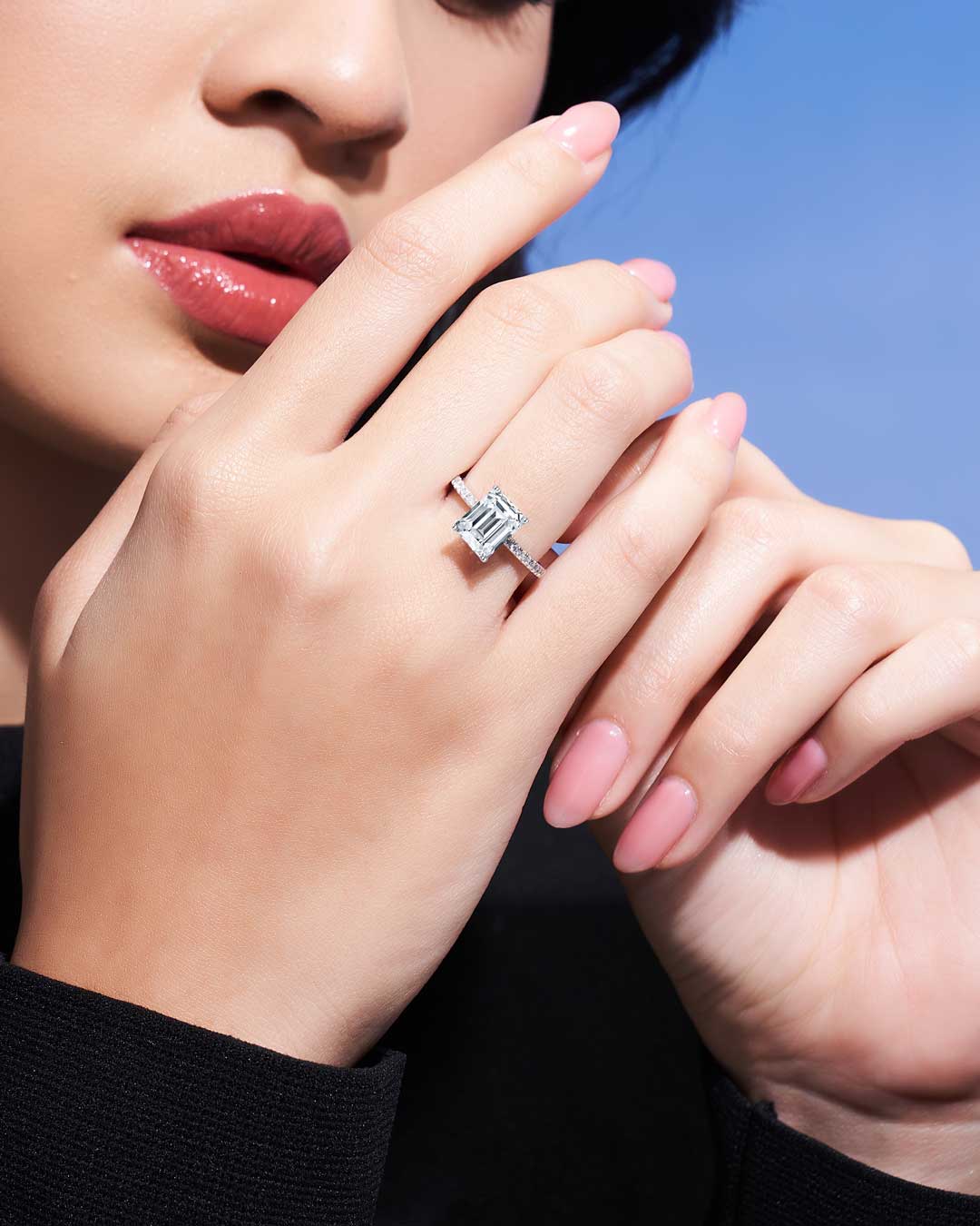 Maya Emerald Solitaire Pave Ring – Eclat by Oui®