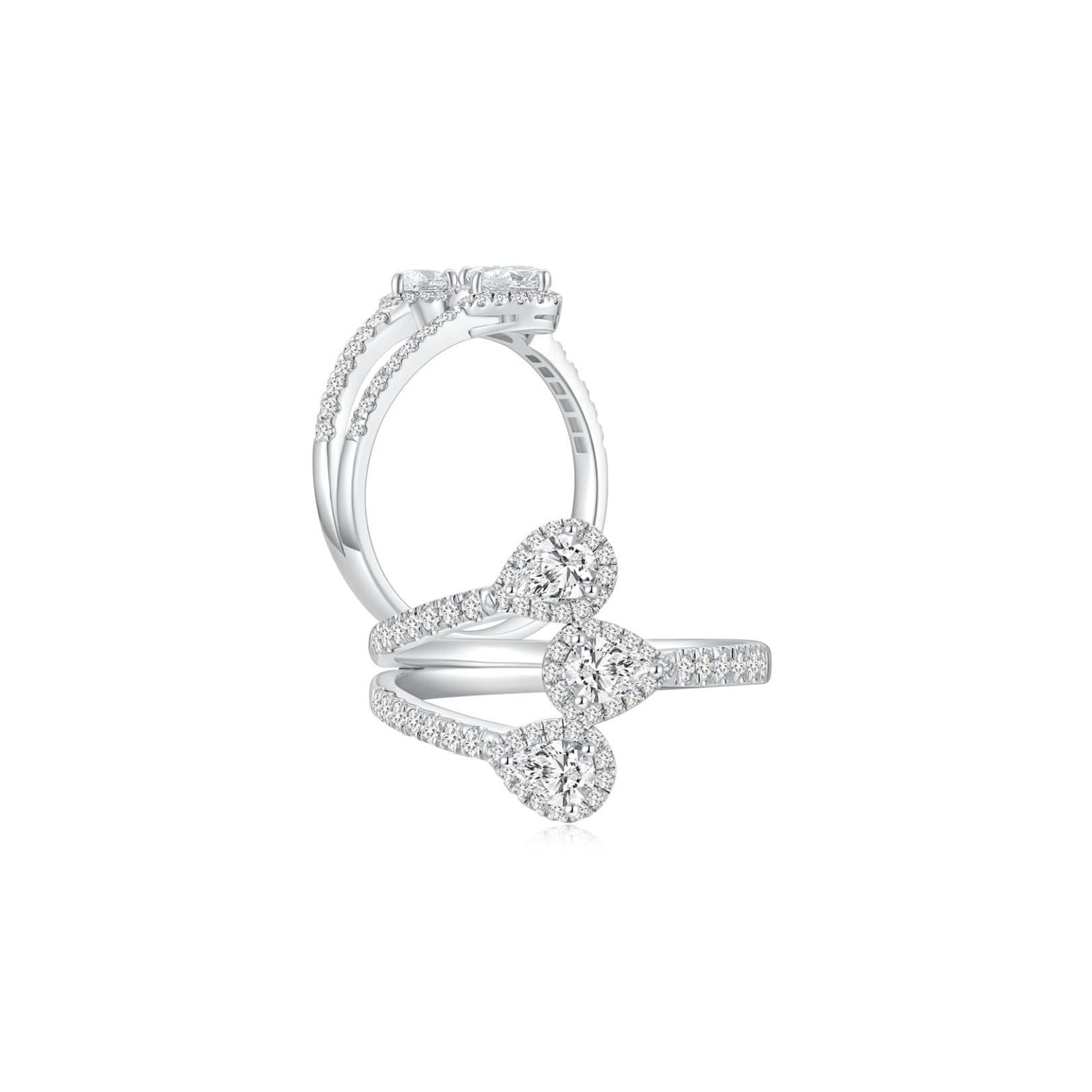 Trio Pear Halo Ring – Eclat by Oui®